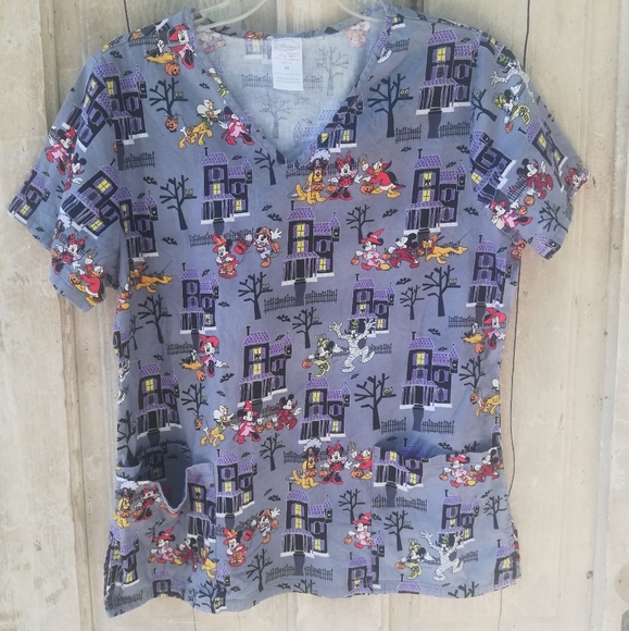 Disney | Tops | Halloween Disney Scrub Top | Poshmark
